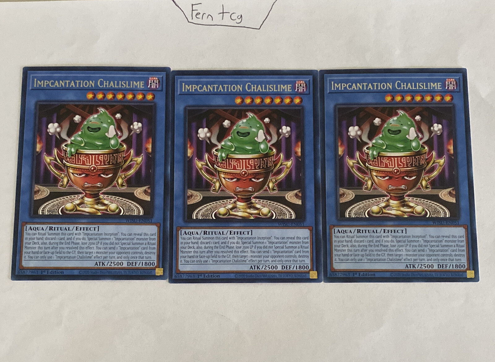 Yugioh 3x Impcantation Chalislime NM Wild Survivors Same Day Shipping ...