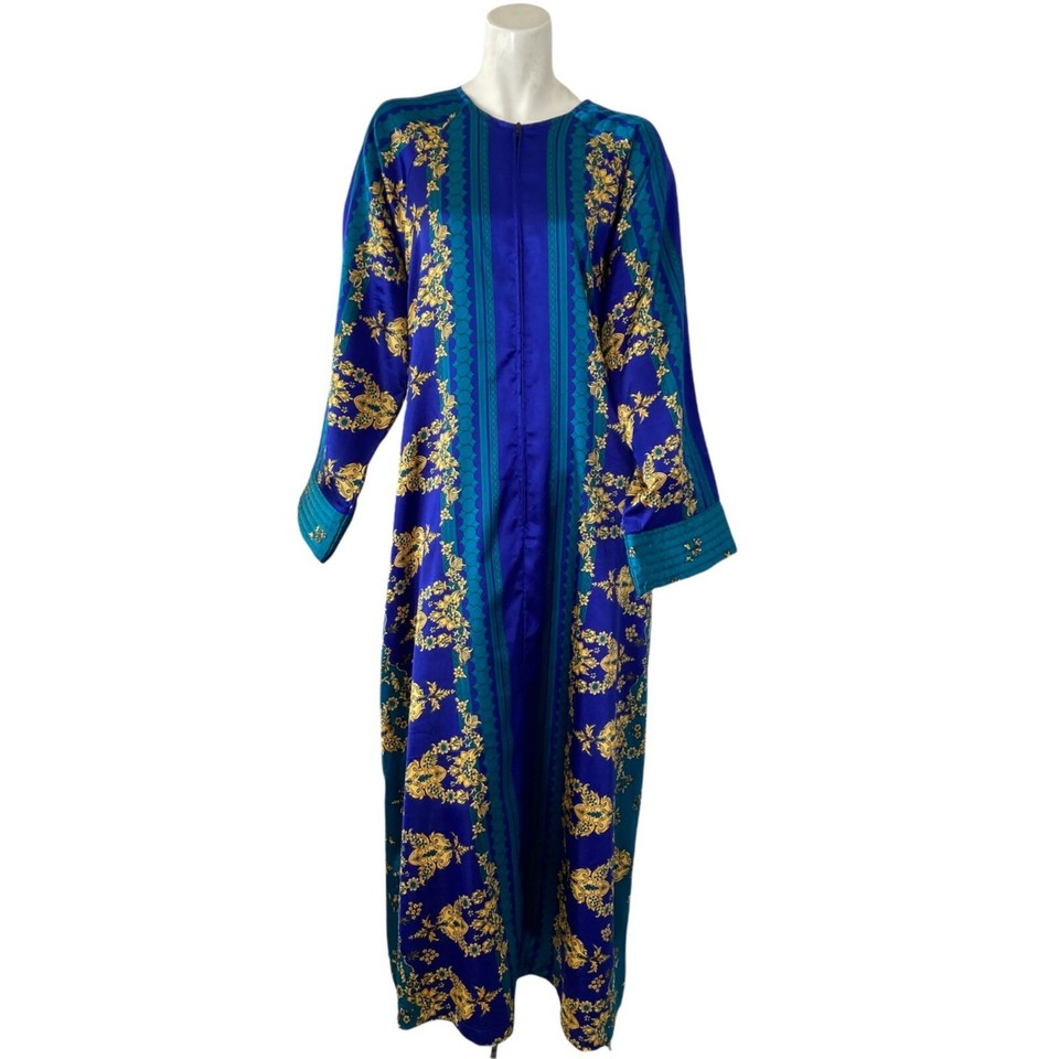 Vintage Maxi Mu Mu Dress Winlar Kaftan Style Teal Gold Blue Womens ...