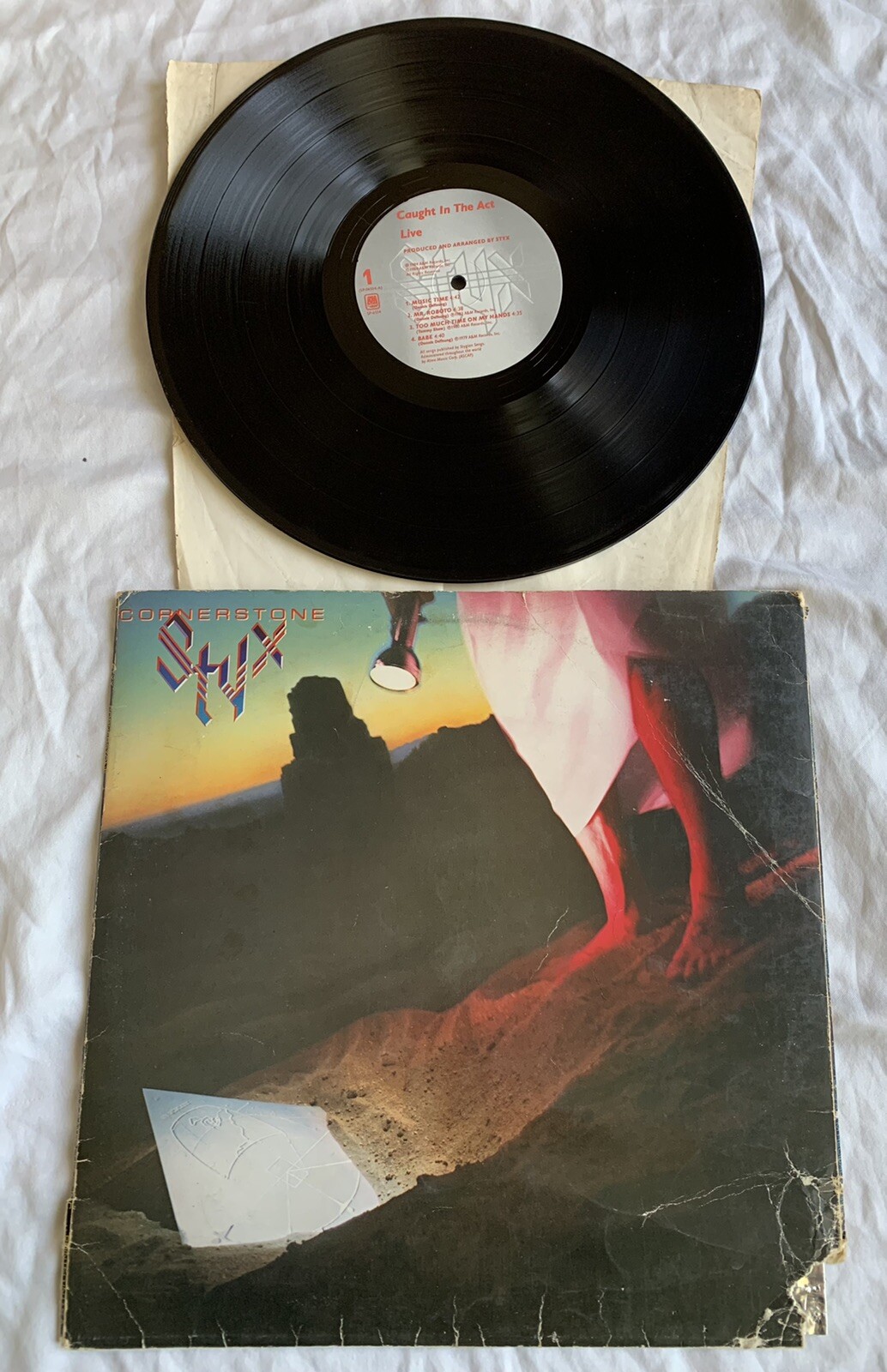 2 STYX Lp's- Cornerstone 1979 Vinyl LP SP-3711 -1 LP of Caught in the ...