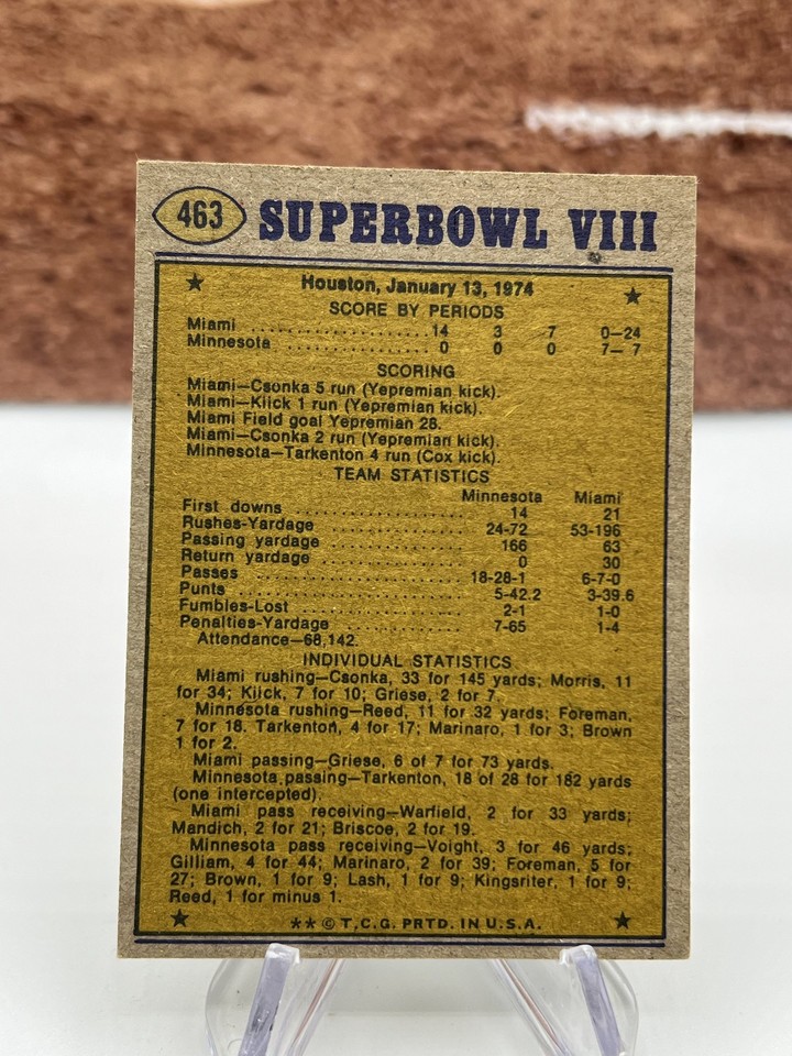 1974 Topps Super Bowl (Larry Csonka) #463 - Miami Dolphins | eBay