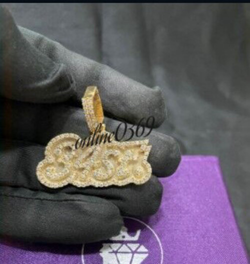 2.25ct Round Moissanite Men's Customized "34st" Letter Number Pendant ...