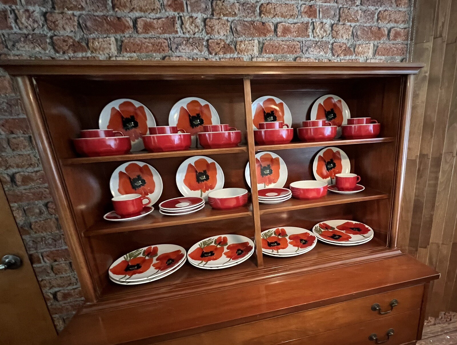 HTF Vera Neumann Mikasa Red Poppy Rare Find Service for 8 Japan Post ...