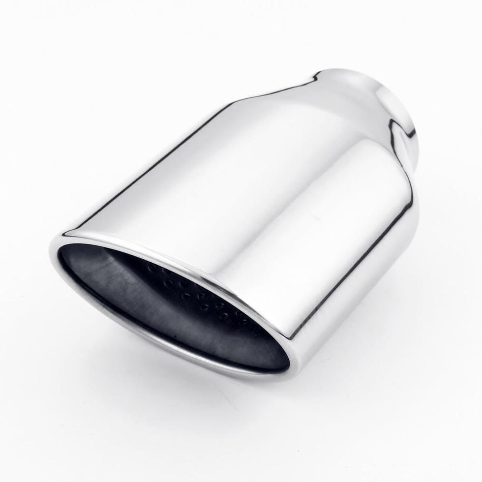 Oval Out 2.75" Inlet 304 Stainless Steel Exhaust Tip Resonated Slant ...