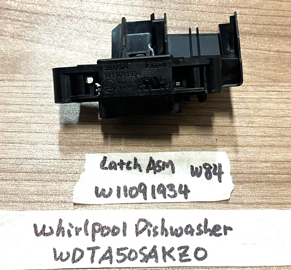 Latch ASM W11091934 for Whirlpool Dishwasher Model WDTA50SAKZ0 W84 | eBay