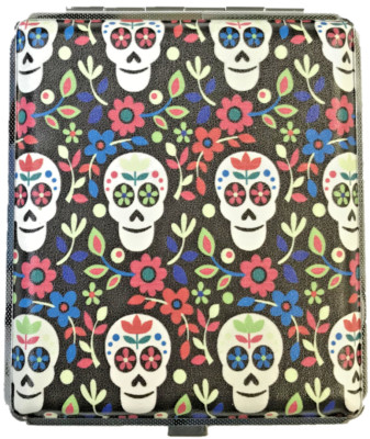 Eclipse Candy Skull Flowers Leatherette Crush Proof Metal Cigarette ...