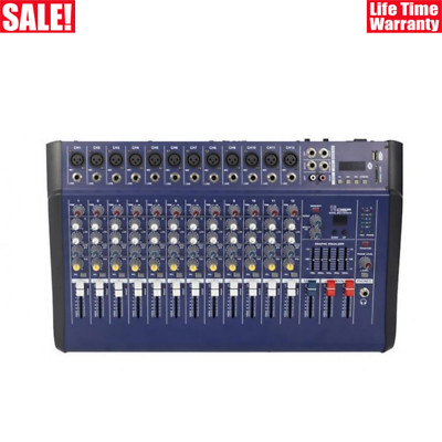 PMX1202D-USB 12Ch BT Audio Mixer with Power Amp Built-in 16 DSP Reverb ...