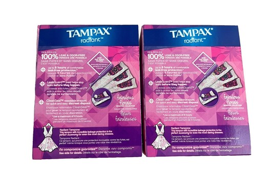 Tampax Radiant Tampons Regular Size Discrete Quiet Wrapper 14 Count (2 ...