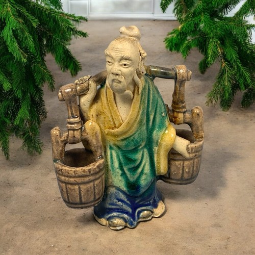 Vintage Shiwan Chinese Mud Man Carrying Buckets Figurine 3 1/4"H ...