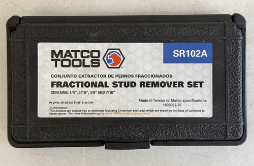 Matco Tools SR102A Fractional Stud Remover Set 1/4” + 5/16” + 3/8” + 7/ ...