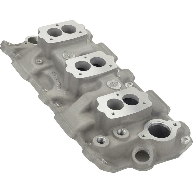 Chevy 350 SBC Tri Power Offenhauser Intake Manifold Stromberg 97 Carbs ...