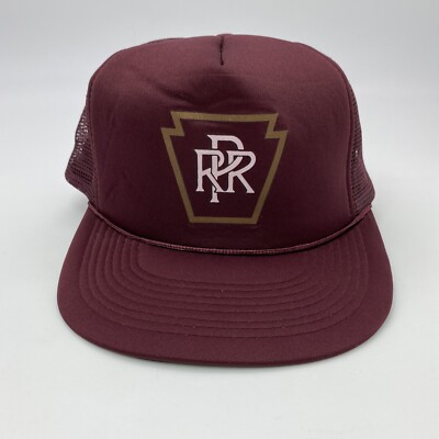 VTG PENNSYLVANIA RAILROAD PRR 1980s BURGUNDY MAROON LOGO TRUCKER FOAM ...