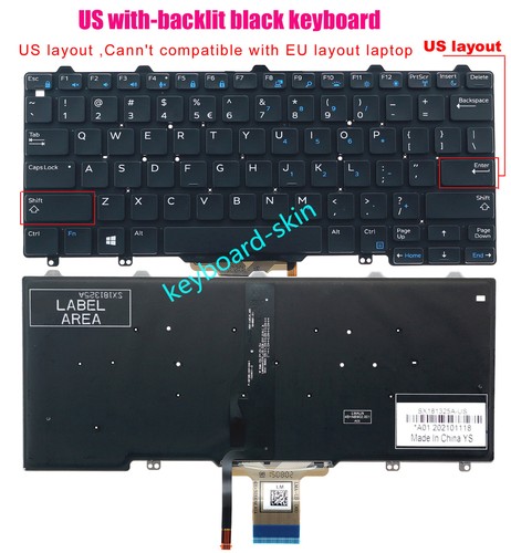 backlit keyboard for Dell Latitude E5250 E5270 E7250 E7270 NSK-LMABC ...