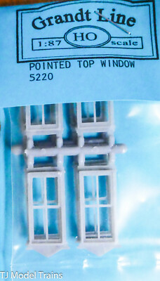 Grandt Line HO #5220 Pointed Top Windows(8) 4 Pane 33x88" (Plastic) 1 ...