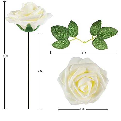 Artificial Flower Foam Rose 25pcs Real Looking Fake Rose with Stems ...