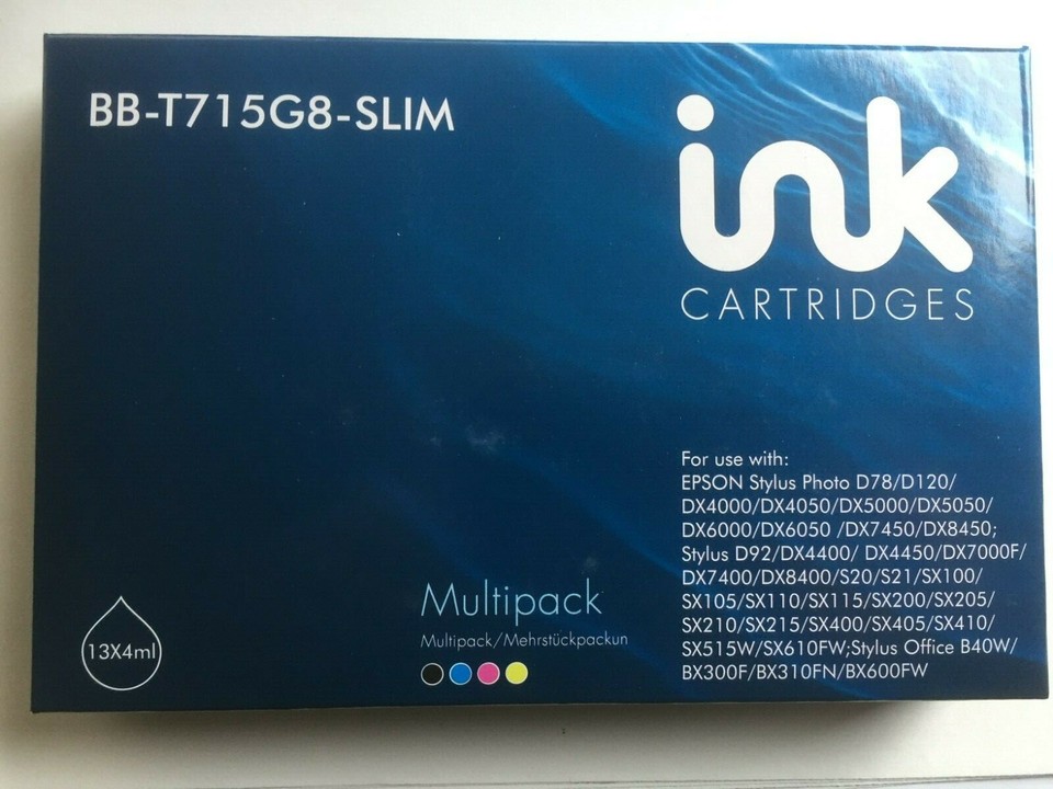 4 INK CARTRIDGES FOR EPSON STYLUS DX7000 DX7400 DX7450 DX9400F SX115 ...