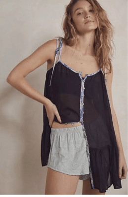 Free People Intimately Bali Sweet Nothing Slip Mini Dress in Black Size ...