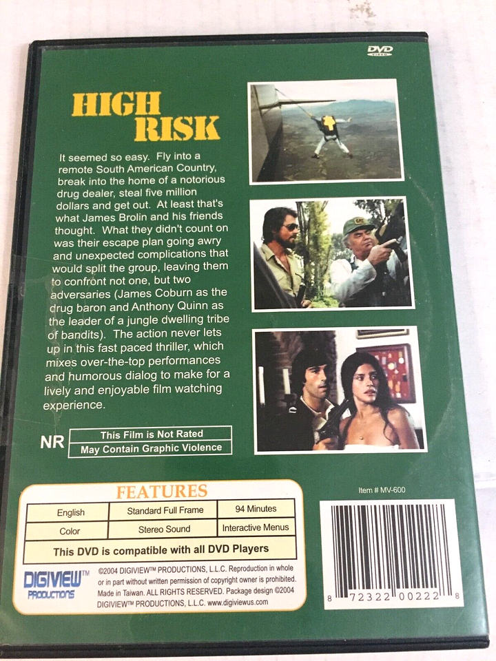 High Risk DVD Anthony Quinn James Brolin Ships Same Day With Tracking ...