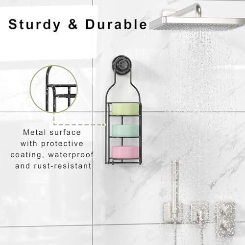 GOSCHE Bar Soap Caddy for Shower 3 Tier Soap Dish with Suction Cup ...