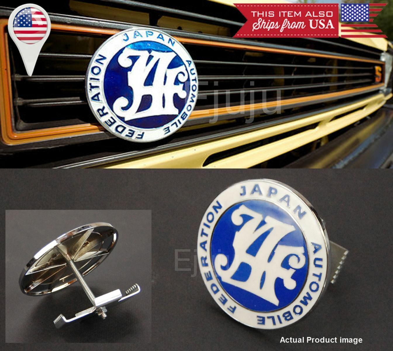 Japan Automobile Federation JDM JAF Blue Emblem Badge For Toyota Front ...