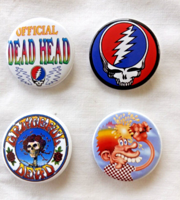 The Grateful Dead Button Pin Set Licensed 4pc Lot #1 Stealy Bertha ...