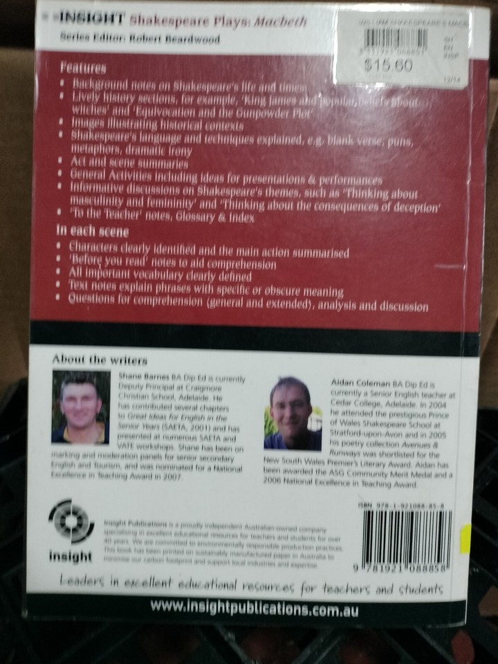 MACBETH Shakespeare Insight Shakespeare Plays S. Barnes & A. Coleman ...