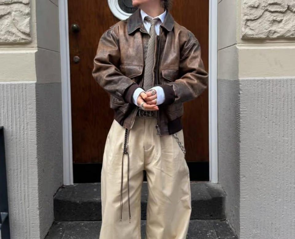 Men’s Vintage Aviator Real Leather Jacket Brown Distressed B2 Bomber ...