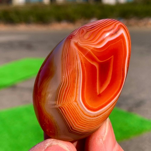 56G Natural Silk Banded Lace AgateCrystal Sardonyx Carnelian Palm stone ...