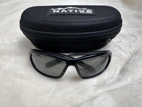 Native Eyewear Black Wrap Sport Sunglasses & Black Zipper Protective ...