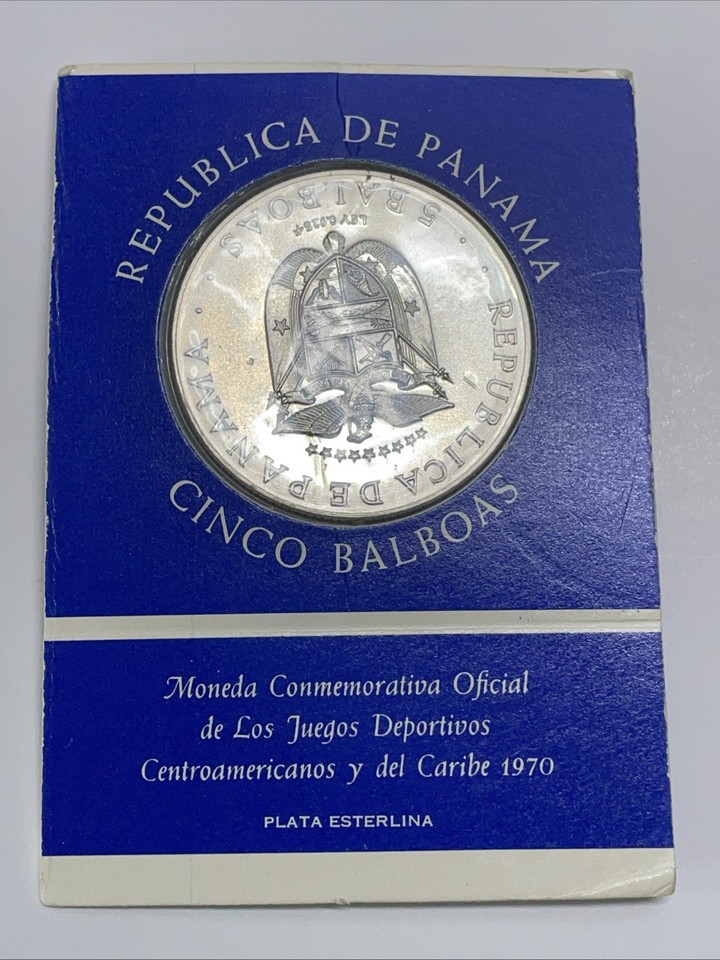 1970 Republic of Panama Five Balboas Commemorative Coin In OGP Sterling ...