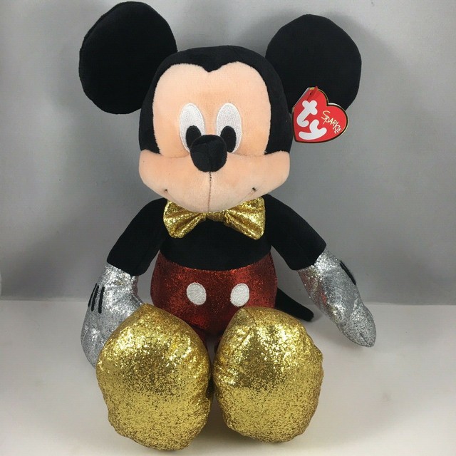 2020 Ty Beanie Buddy Disney 9" Medium Mickey Mouse Super Sparkle Red ...