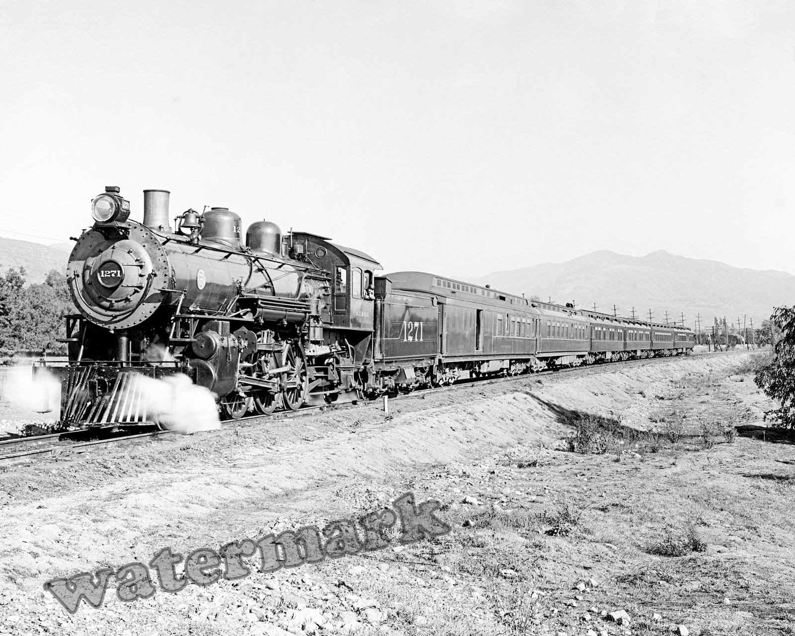 Photograph of a A.T. & S.F Steam Engine # 1271 Year 1910 circa 8x10 | eBay