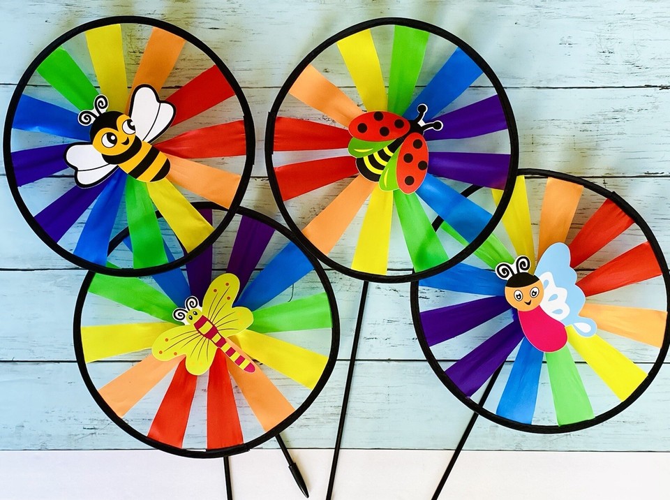 2-Pack Rainbow Wheel Wind Spinner With Cute Insect Centerpieces For ...