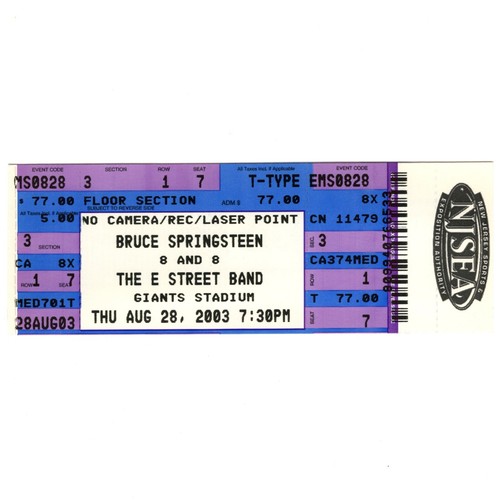 BRUCE SPRINGSTEEN Concert Ticket Stub EAST RUTHERFORD NJ 7/28/03 GIANTS ...