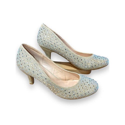 De Blossom Collection Bertha-9 Rhinestone Crystal Heels Bridal Shoes Sz ...