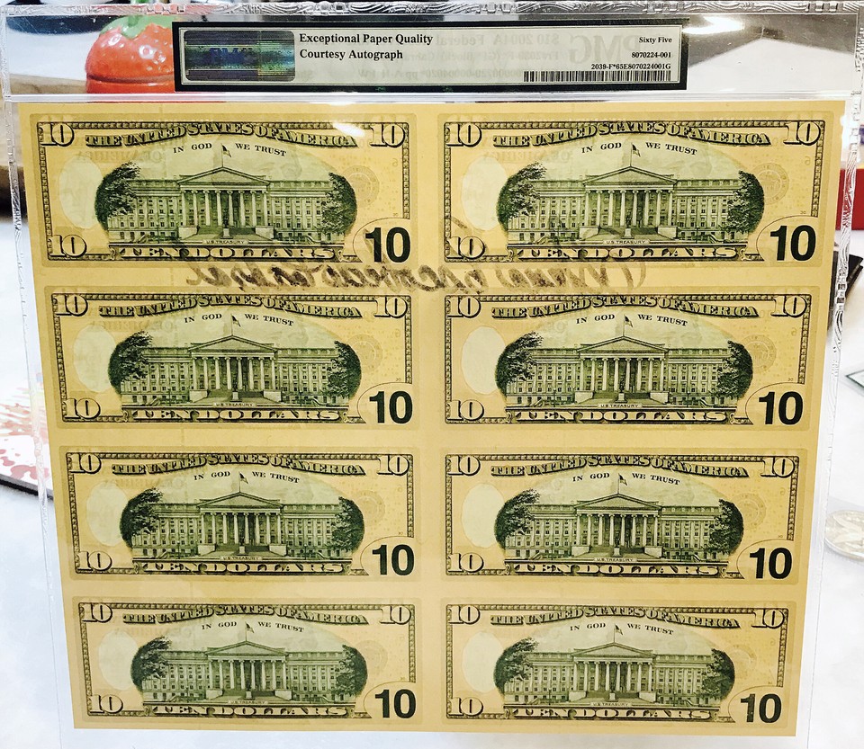 2004 $10 PMG65 GEM UNCUT SHEET OF $10 STAR NOTES! **LOW SERIAL NUMBERS ...