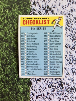 1966 Topps Baseball 6th Series Checklist #444 EX Unmarked Low Shipping ...