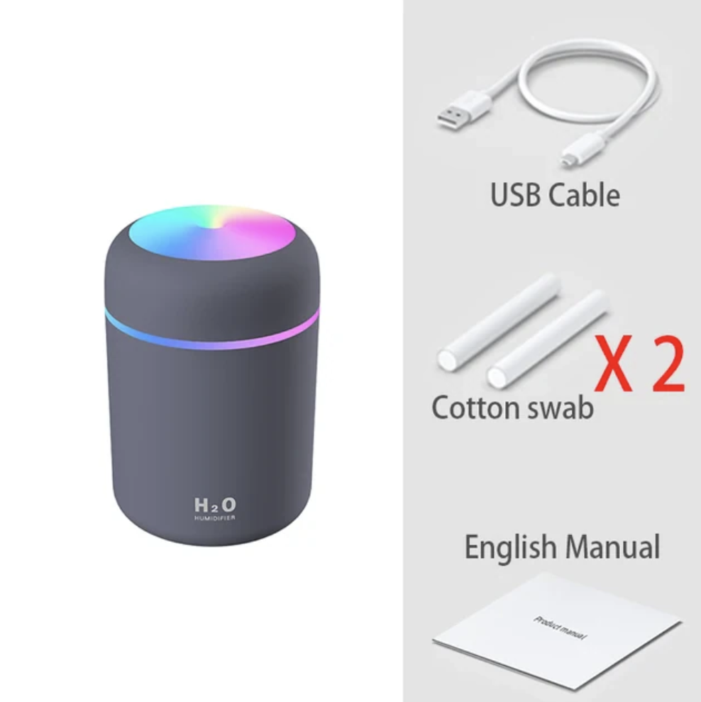Portable Mini USB Air Humidifier Cool Mist Aroma Diffuser LED Lights | eBay