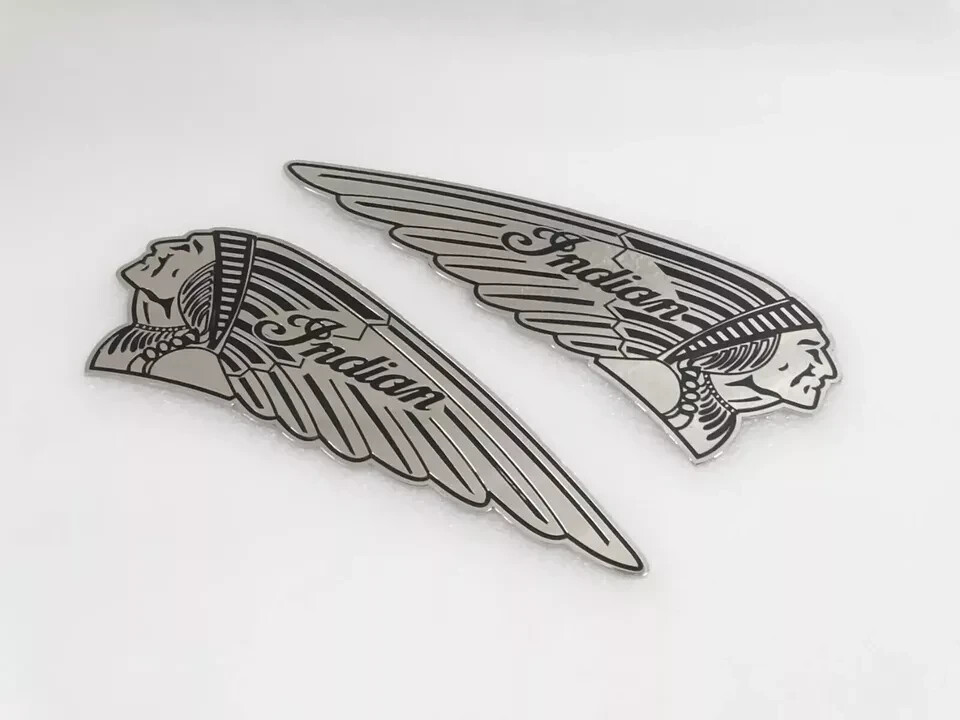PETROL GAS TANK BADGES EMBLEMS SET PAIR FOR VINTAGE CHIEF INDIAN ...