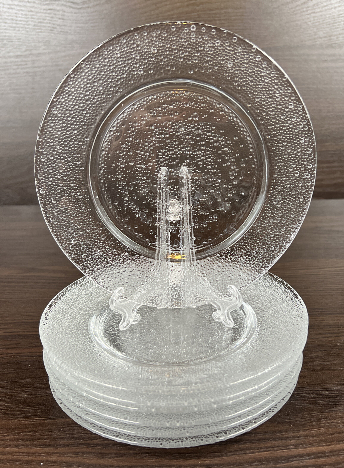 7 Lovely Clear Bubble Swirl Pebble Textured Glass 6 1/2" Appetizer ...