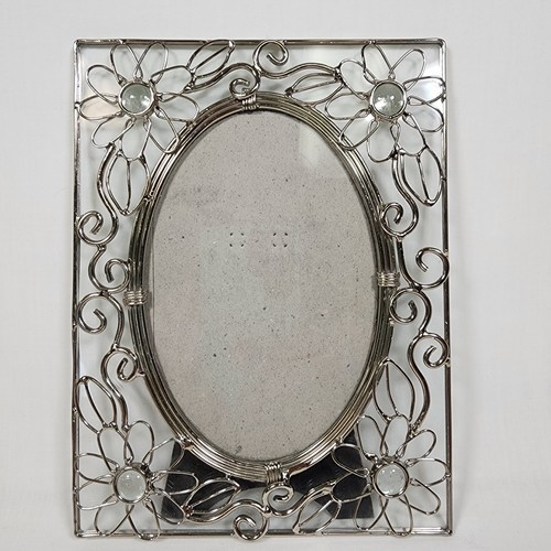 Ornate Metal Wire Picture Frame Silver Tone Floral Design Rectangle ...