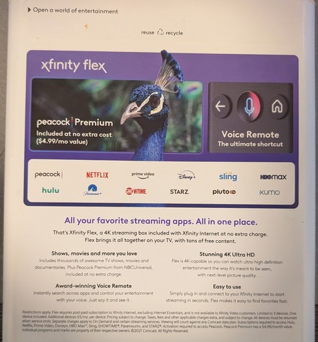 Xfinity Flex 4K Ultra HD Streaming TV Box with Voice Remote – Brand New ...