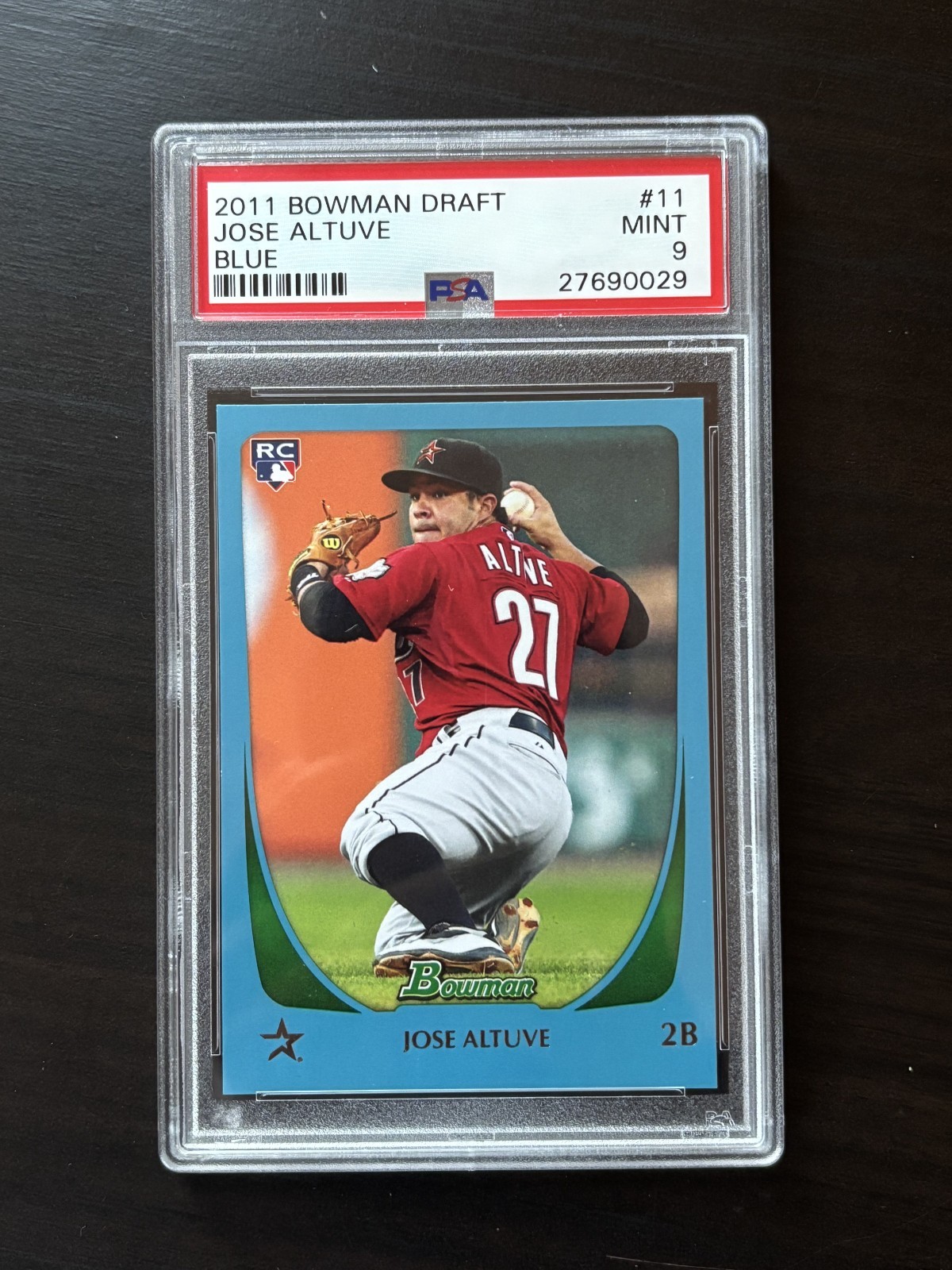 Jose Altuve 2011 Bowman Draft Rookie Blue /499 PSA 9 #11 RC SP Houston ...