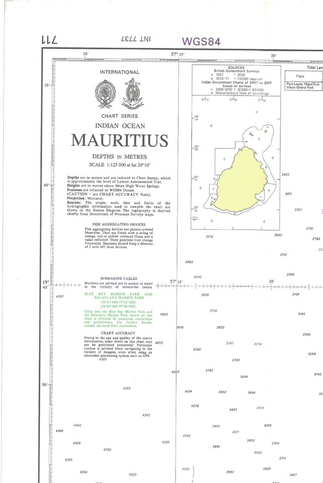 711 Indian Ocean Mauritius Chart Map Maritime Nautical Genius Paper ...