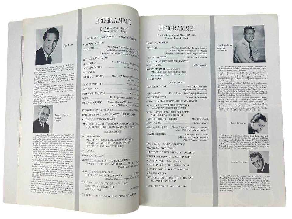 1965 1st Year MISS USA / UNIVERSE Beauty Pageant OFFICIAL SOUVENIR ...