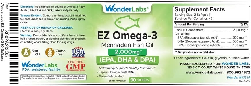 Menhaden Fish Oil Omega-3 2000 mg DPA + EPA + DHA (90) - Picture 6 of 7