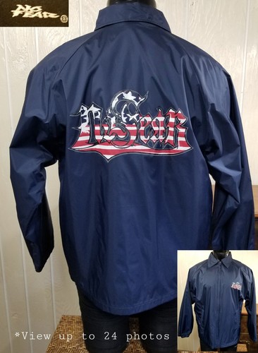 No Fear Blue Full Zip Lined Windbreaker American Flag Print Men's ...