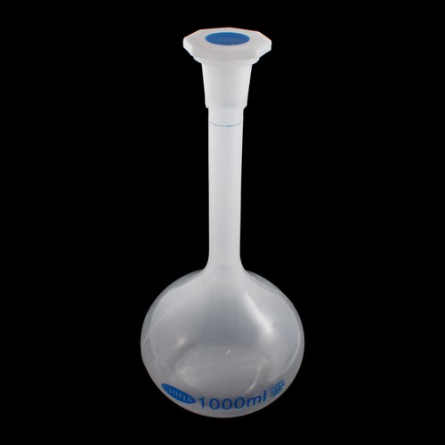 1000ml Long Neck Lab Volumetric Measuring Flask Bottle w Plastic ...