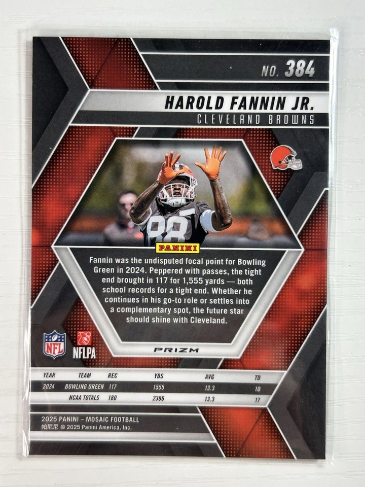 2025 Mosaic Red White Candy Cane RC Harold Fannin Jr. Cleveland Browns ...