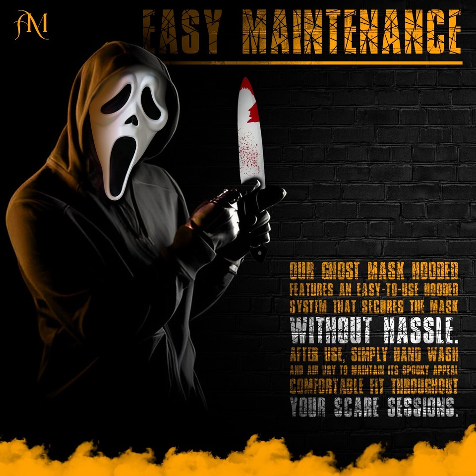 Scream Ghostface Latex Mask with Hood Halloween Horror Costume Scary ...