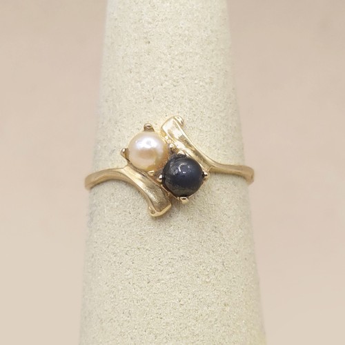 Rare Weinman Brothers Inc. 10K Yellow Gold Pearl & Hematite Size 5.75 ...